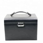 Storage / Gift Leather Jewelry Box Black Color Lightweight For Travel