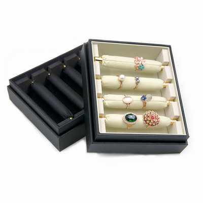 High Grade Pu / Leather Jewelry Display Box / Trays Stackable For Storage