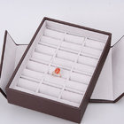 Wide Slot Ring Display Box , Black Foldable Jewelry Display Case With Lids