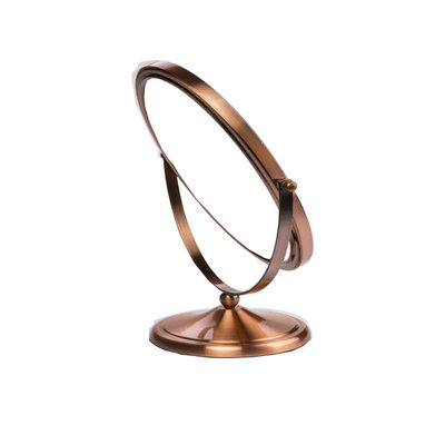 360d rotation Luxury Standing Cosmetic Mirror , Oval Gold Table Mirror With Stand