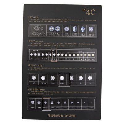 Thick Diamond 4c Chart Standard Diamond Card Display Water Proof For Shop