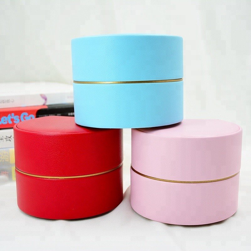 Round Fashion Leather Jewelry Box Multi Color Eco Friendly For ring Holder