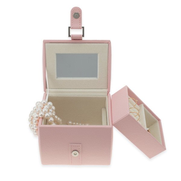 Custom Logo Handmade Portable Travel Jewelry Box For Retail Pink Color